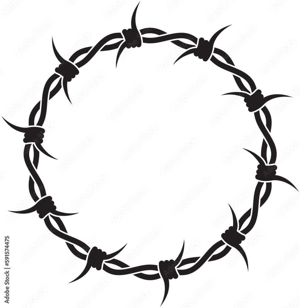 vector barbed wire round frame border Stock Vector | Adobe Stock
