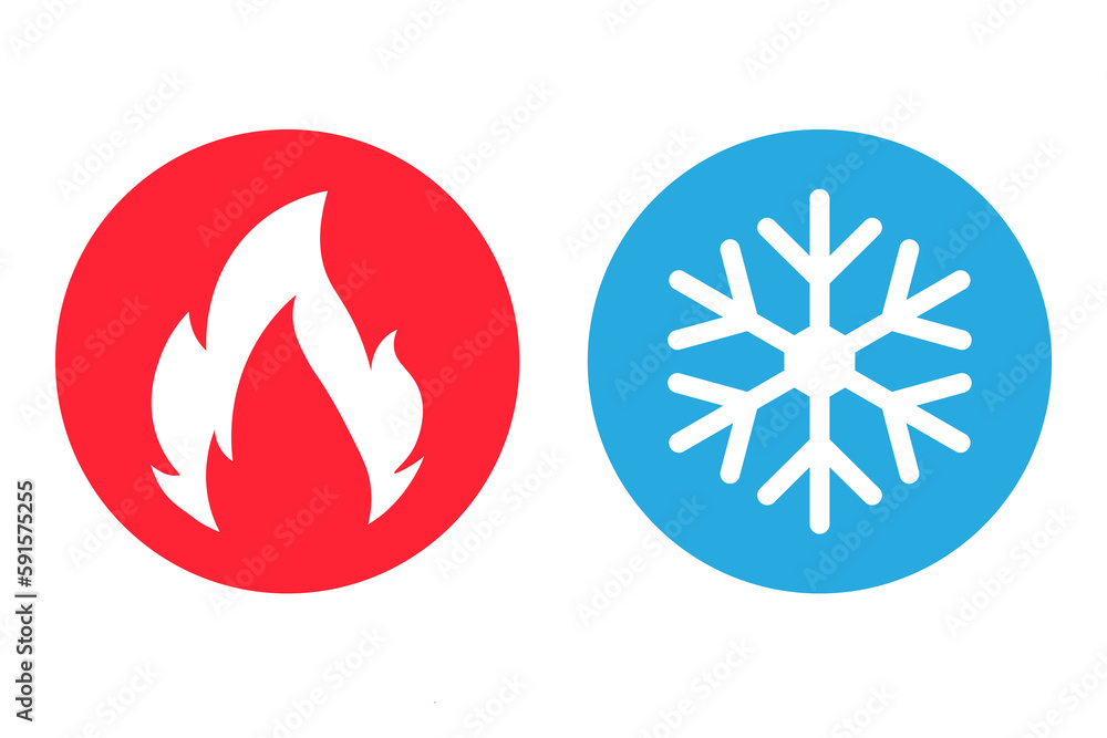 Vetor de Hot and Cold icon temperature, flat vector icon of temperature ...