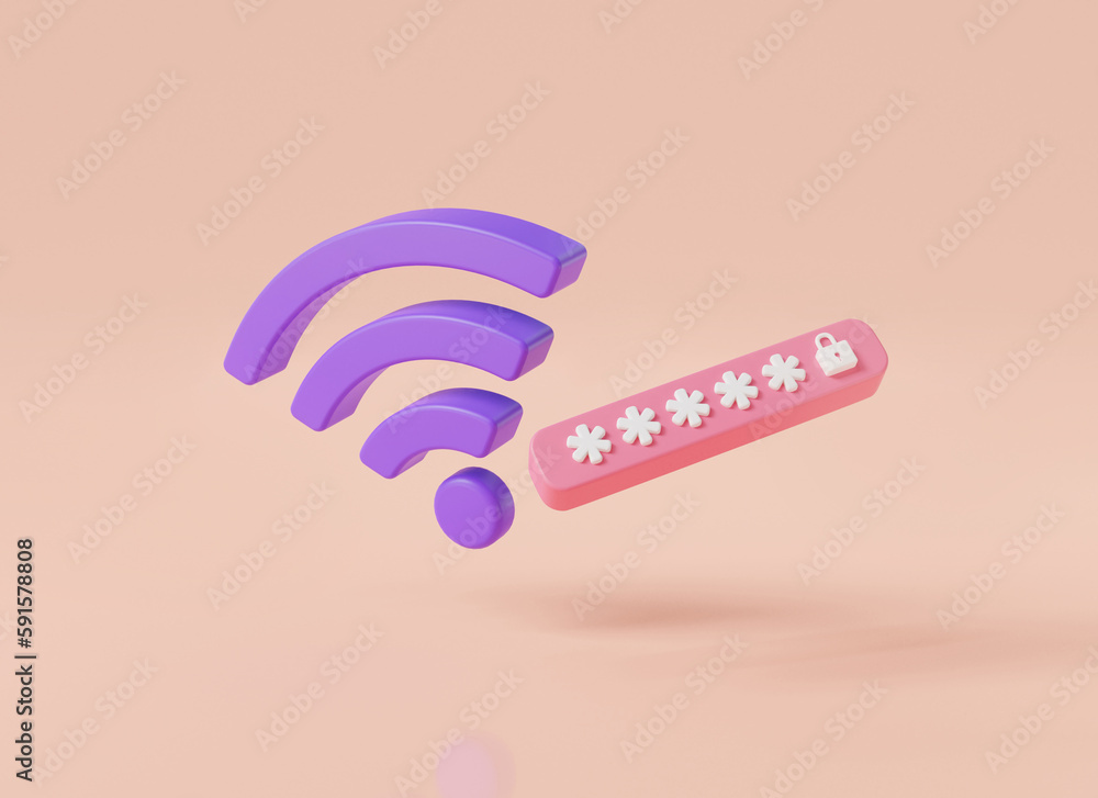 Wifi With Password Icon On Pink Background Wireless Internet Wi Fi Symbol Wireless Protection