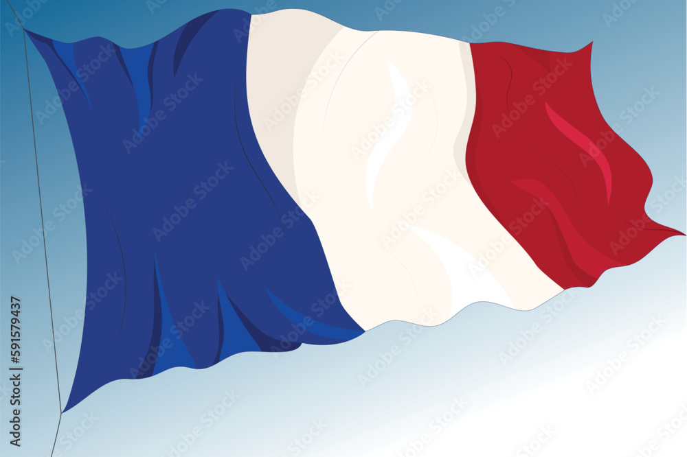 French flag waving patriotic background for text, national symbols of ...