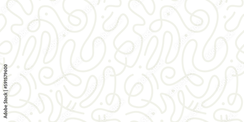 Fun line doodle seamless pattern. Creative abstract squiggle style ...