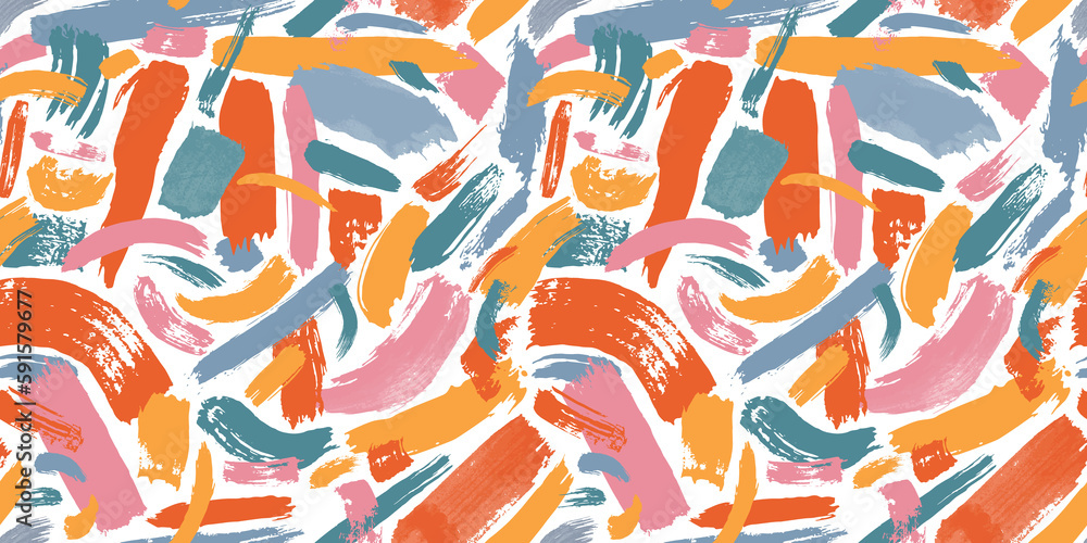 Colorful abstract brush stroke painting seamless pattern illustration ...