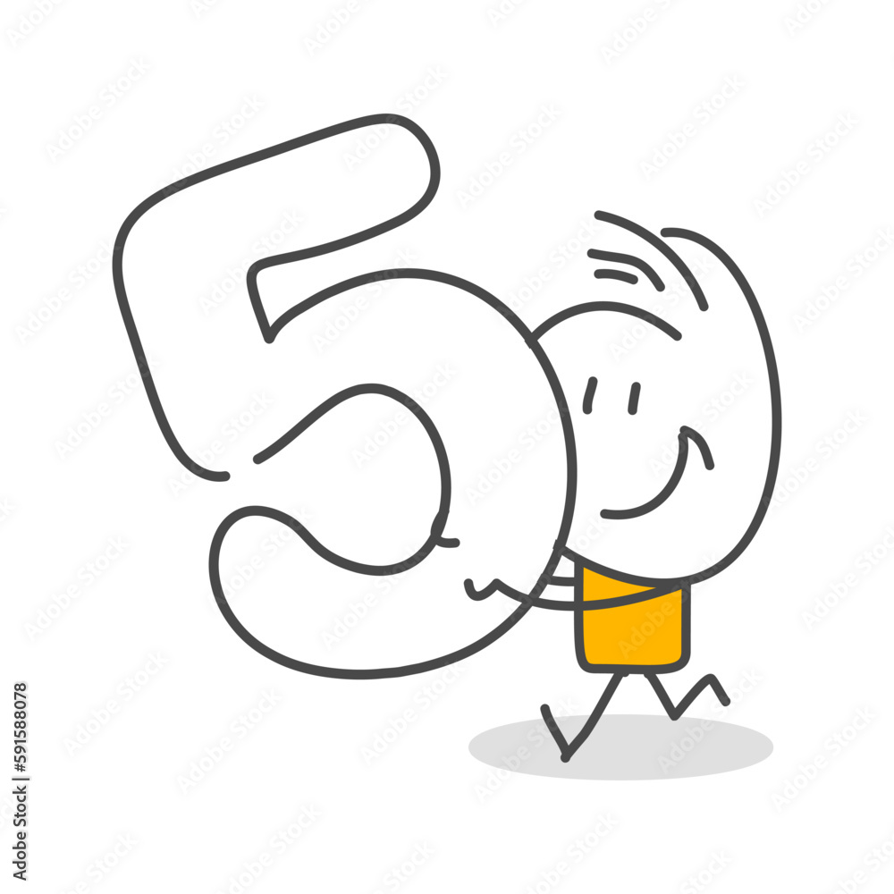 Stick figures. Numbers. Isolated on white background. Hand drawn Doodle ...