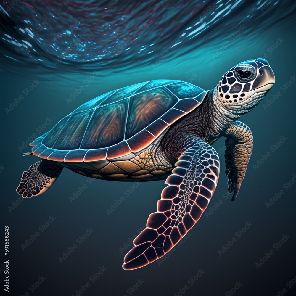 A captivating sea turtle illustration with the text, highlighting the ...
