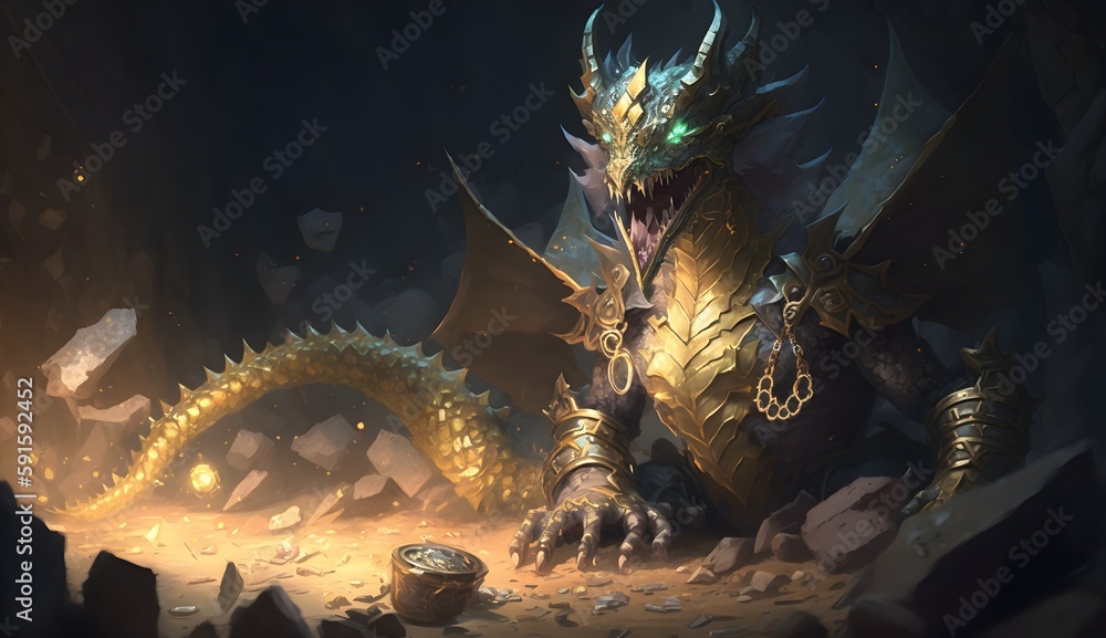 dragon guarding its hoard of wealth and treasure evil dragon ...