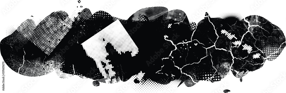 Glitch distorted grungy isolated banner . Design element for brochure ...