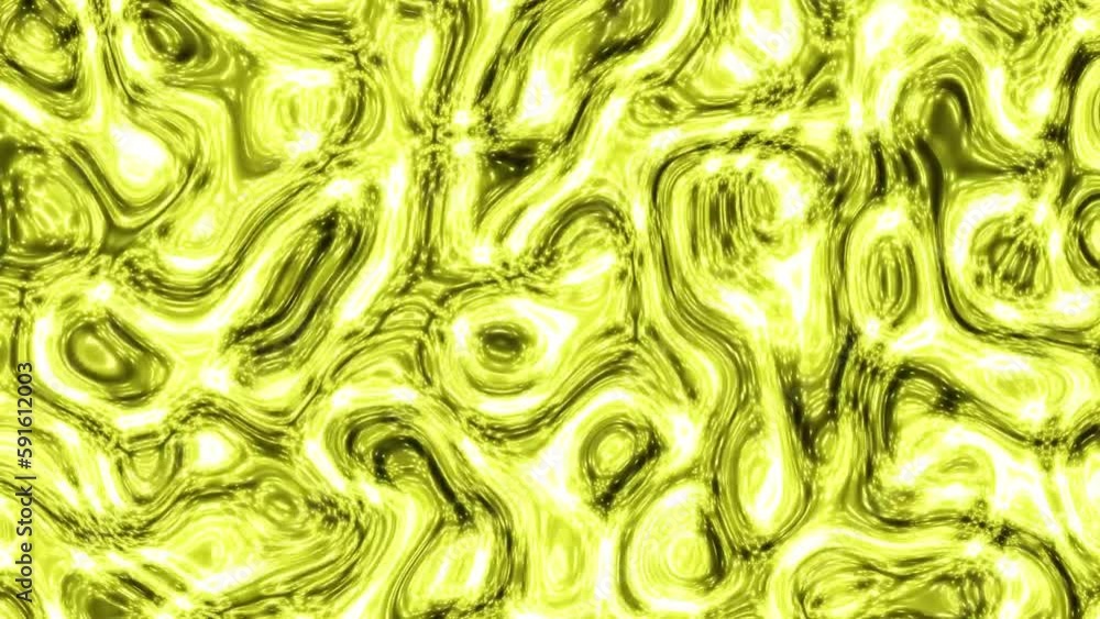 Yellow oil warp bubble animation background. 2D digital effect pattern ...