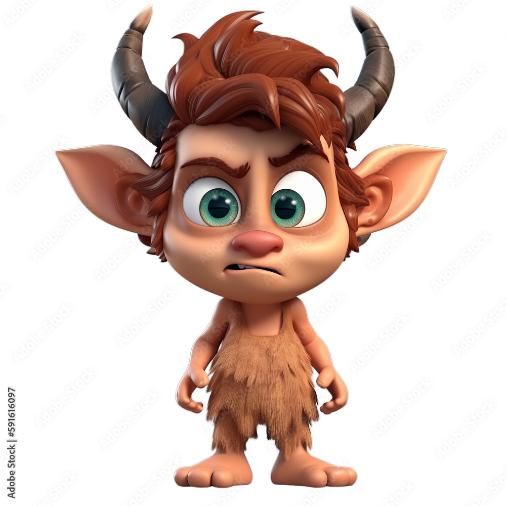 fantasy satyr, cute 3d cartoon satyr isolated on transparent background ...