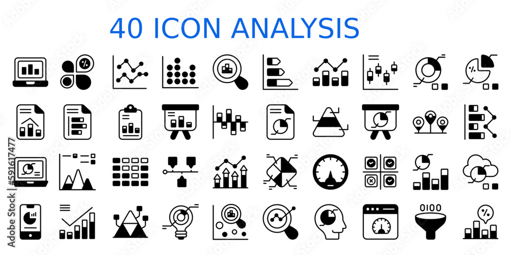 Big Data Analysis Thin Line Icon Set Data Processing Outline