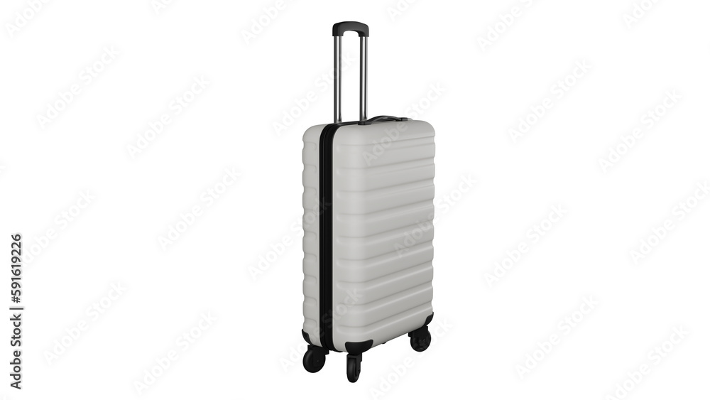White suitcase with wheels for traveling isolated on transparent ...