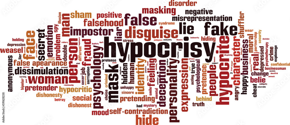 Hypocrisy word cloud concept. Collage made of words about hypocrisy ...