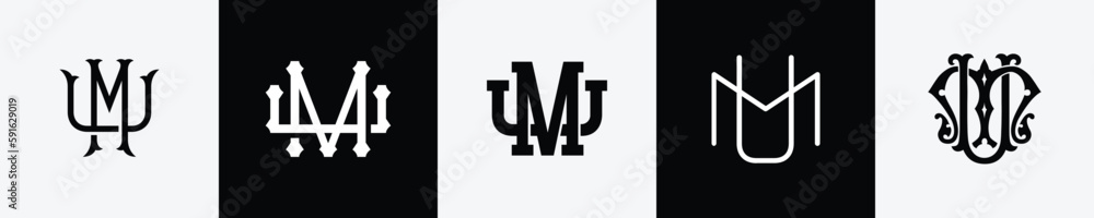 Initial letters MU Monogram Logo Design Bundle Stock Vector | Adobe Stock