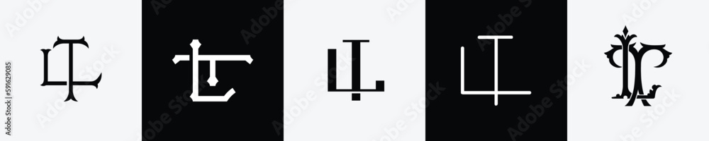 Initial letters LT Monogram Logo Design Bundle Stock Vector | Adobe Stock