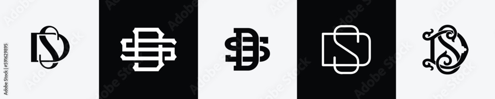 Initial letters DS Monogram Logo Design Bundle Stock Vector | Adobe Stock