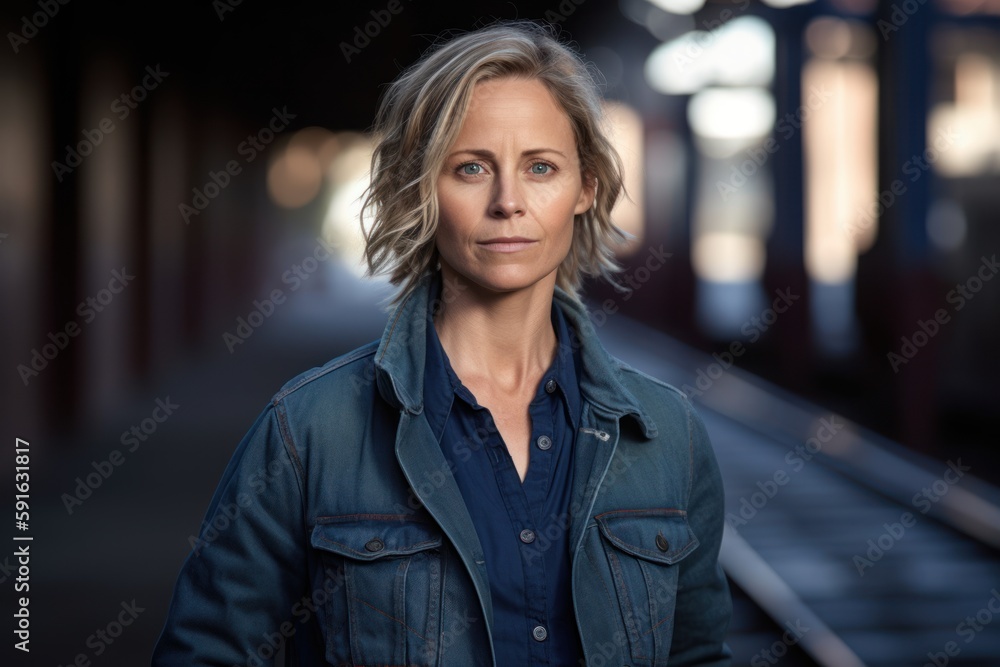 Conceptual portrait photography of a pleased woman in her 40s wearing a ...