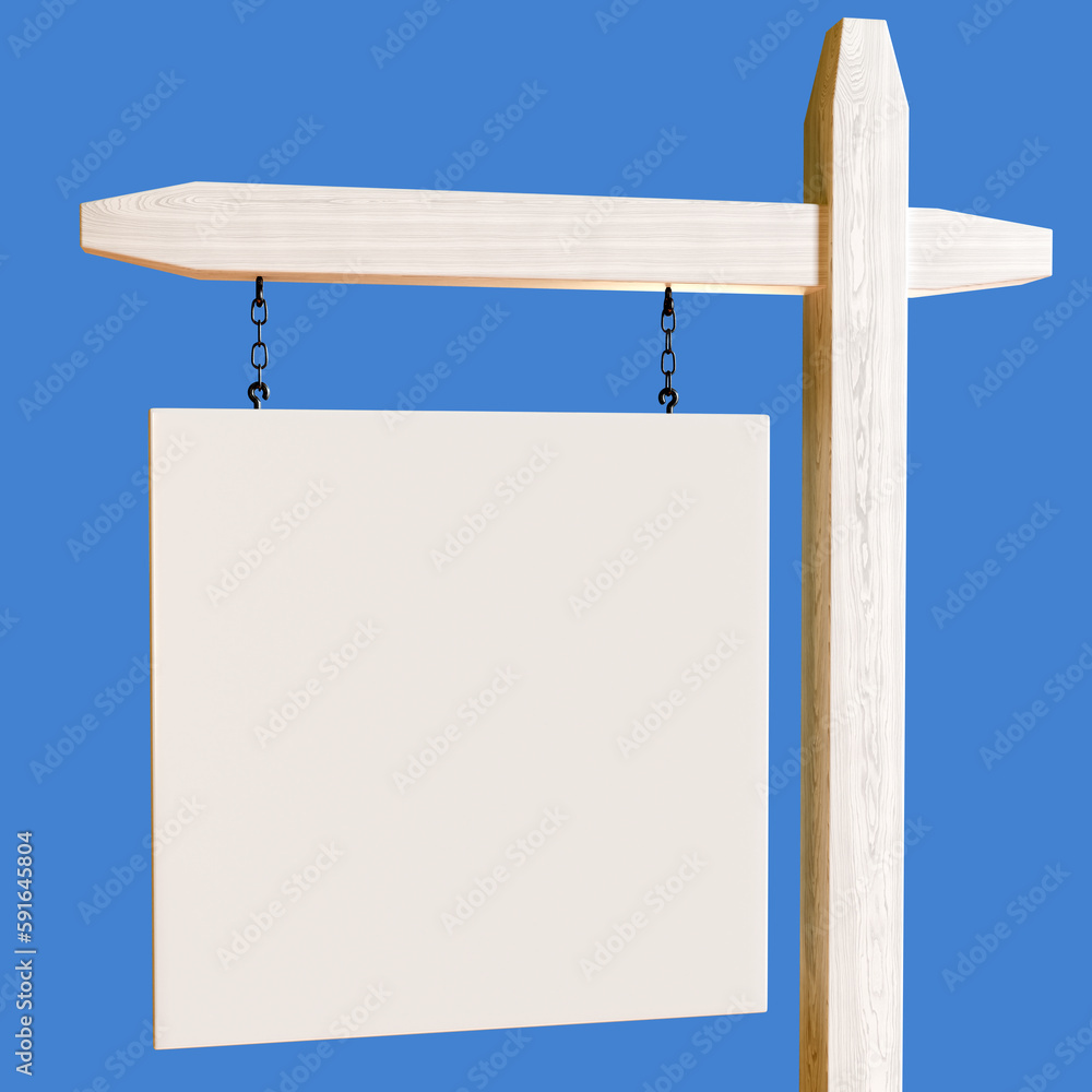 Wooden signboard. Street sign template. Wooden signboard on blue ...