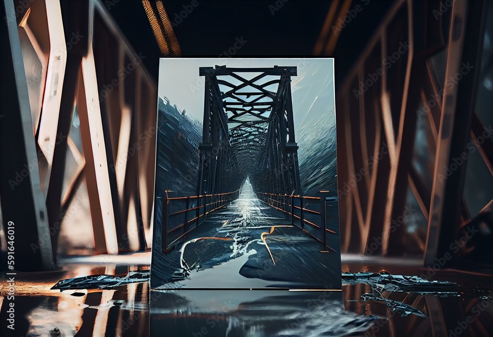Ai Generated Art Crossing The Bridge To An Abstract World Generative Ai Stock Illustration