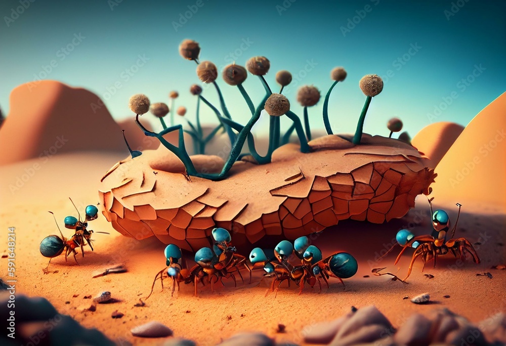 Cartoon ants colony working together. teamwork concept. Generative AI ...
