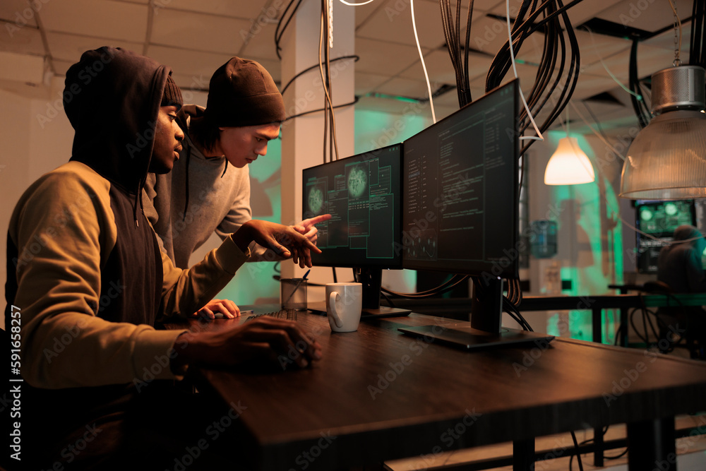 Foto de Cyberattack, hackers team stealing government privacy information, data breach ...