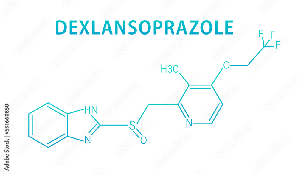 Vetor de Skeletal formula of Dexlansoprazole gastric ulcer drug ... Vetor de Skeletal formula of Dexlansoprazole gastric ulcer drug ...