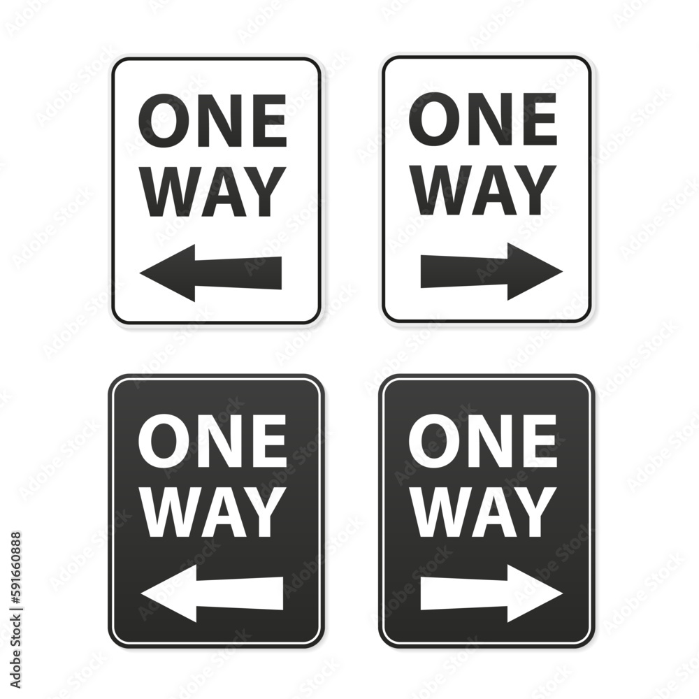 Vetor de White One Way Signs. One way traffic sign on white. One way ...