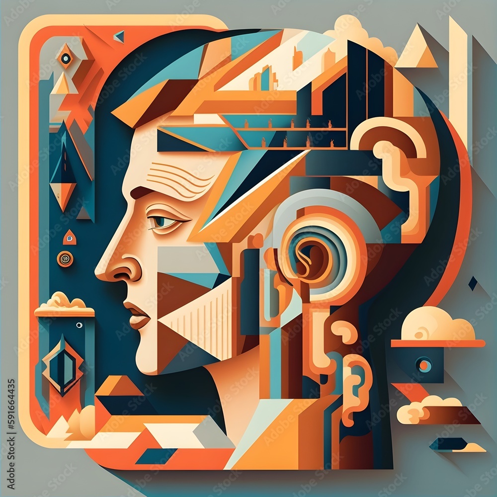 chaotic mindset in the style of victo ngai alphonse mucha moebius and ...