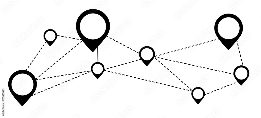 Round frames connected by dots. Navigation signs associated with the ...