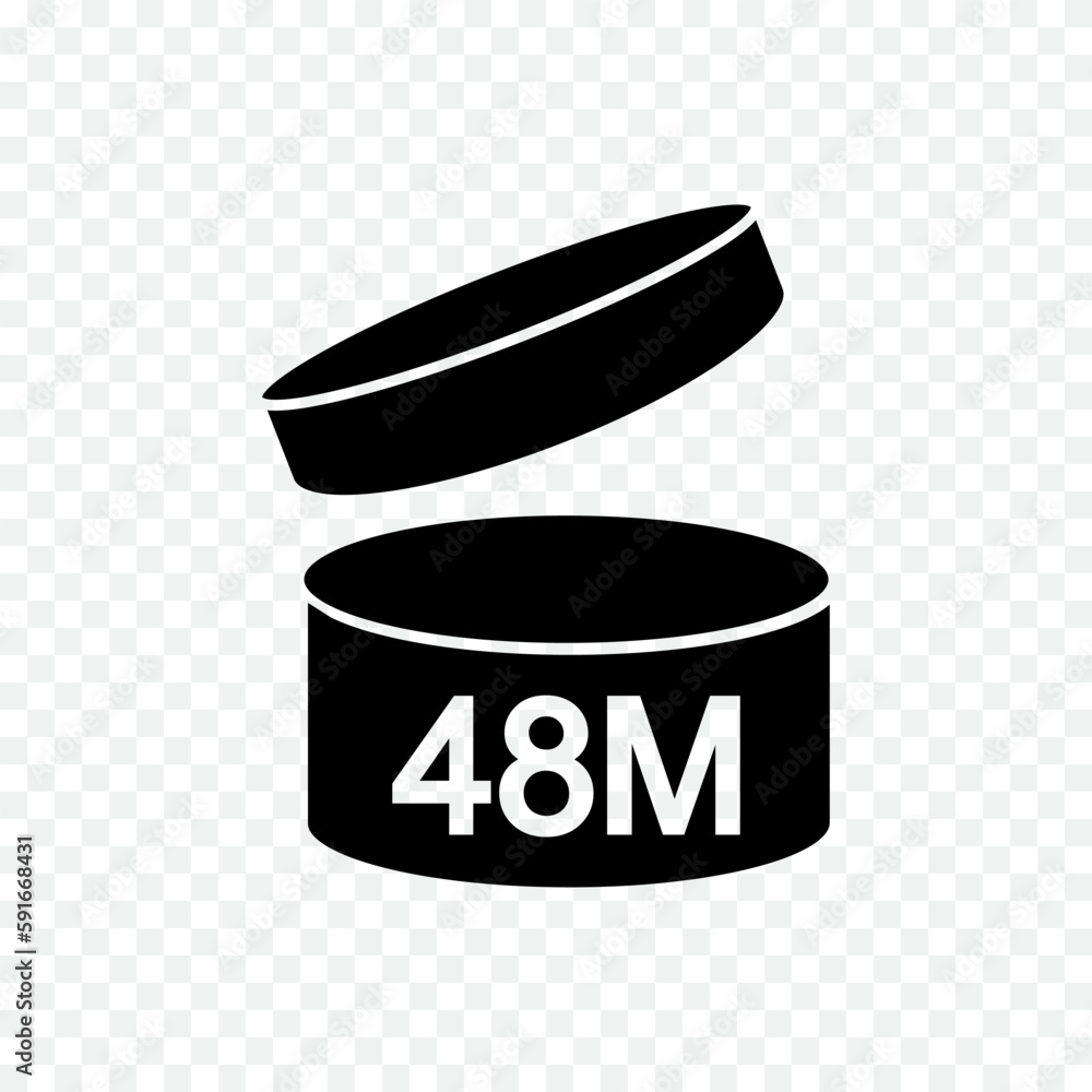 48 month or 4 years PAO icon. Period after opening sign. Jar with open ...