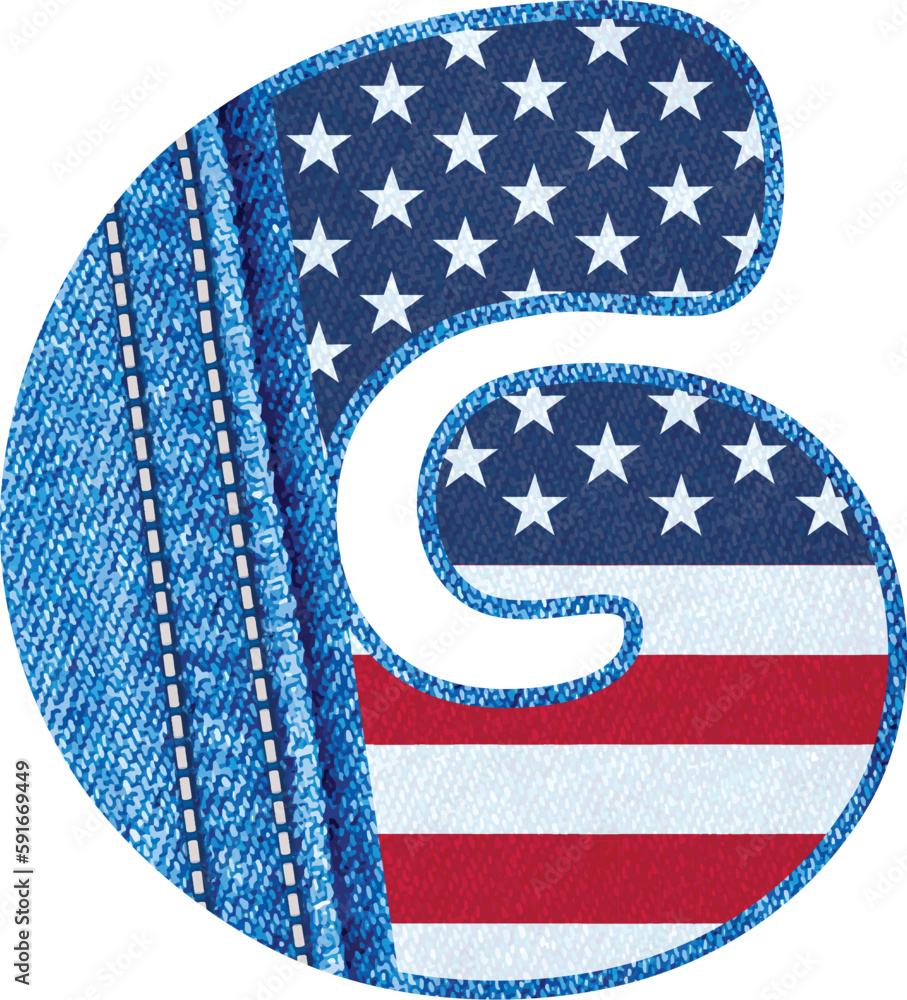 Vector - The Letter G with the texture of blue denim fabric and USA ...