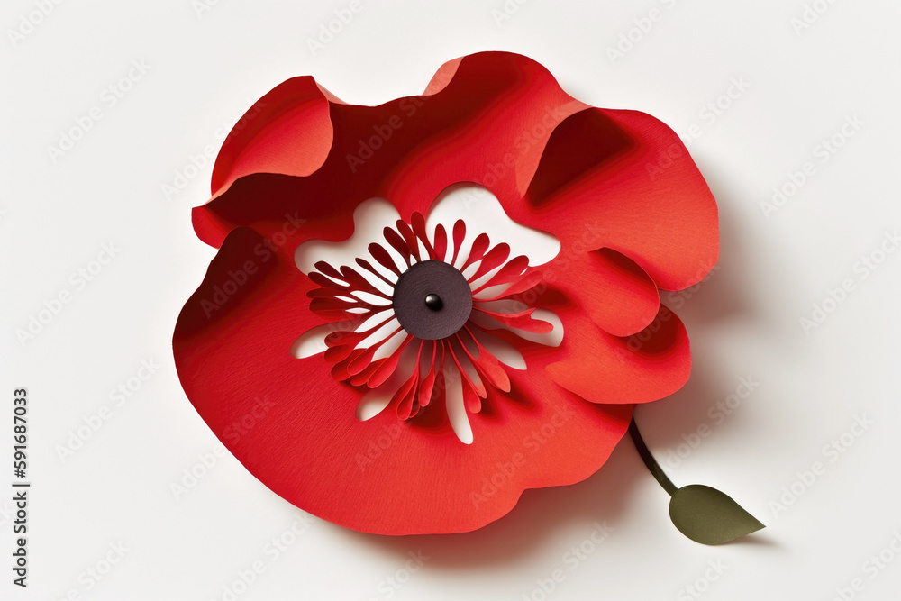 Red poppy symbol emblem for World War Victims Remembrance Day. Red ...
