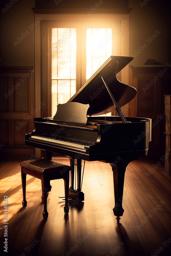 beauty and artistry of a grand piano in a still life photography, ai ...