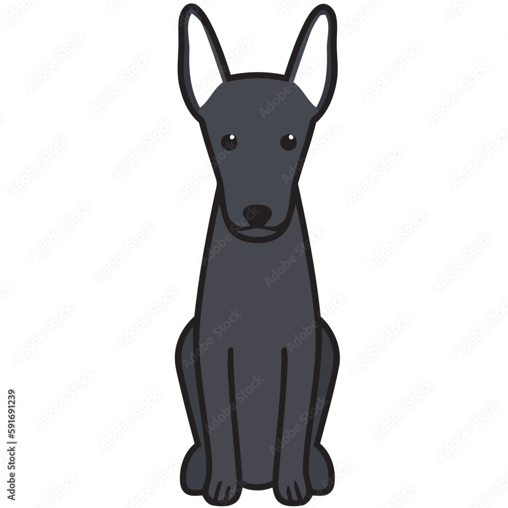 Xoloitzcuintli Dog Breed Cartoon Kawaii Sketch Hand Drawn Watercolor ...