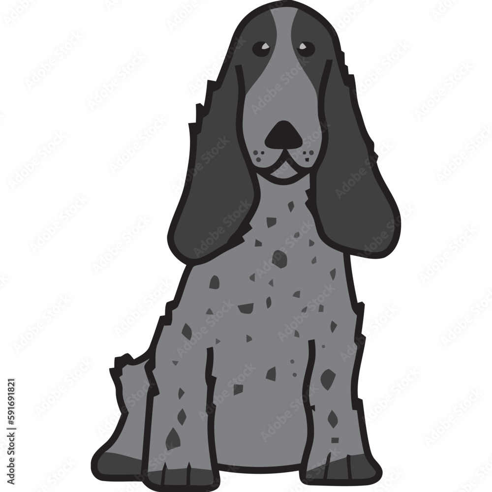 English Cocker Spaniel Dog Breed Cartoon Kawaii Sketch Hand Drawn ...