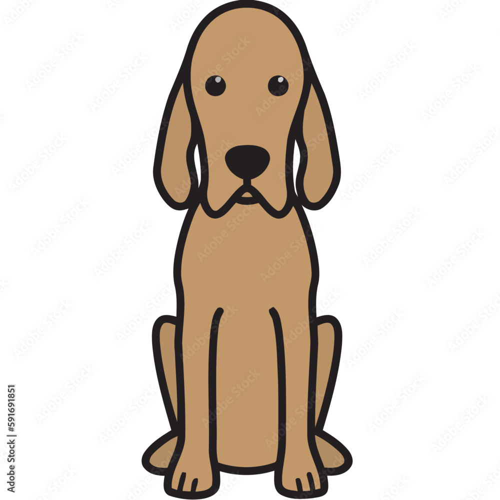 Redbone Coonhound Dog Breed Cartoon Kawaii Sketch Hand Drawn Watercolor ...