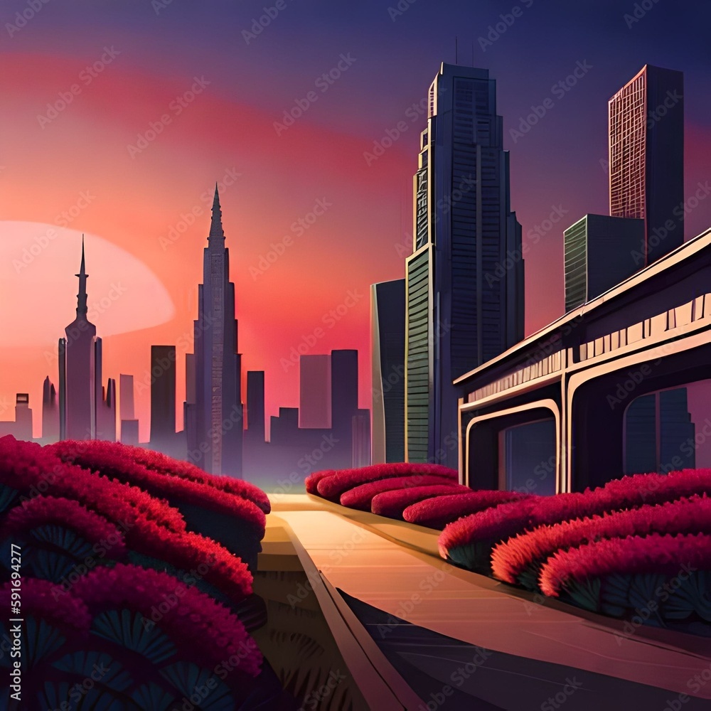 This captivating digital art showcases an abandoned futuristic city ...