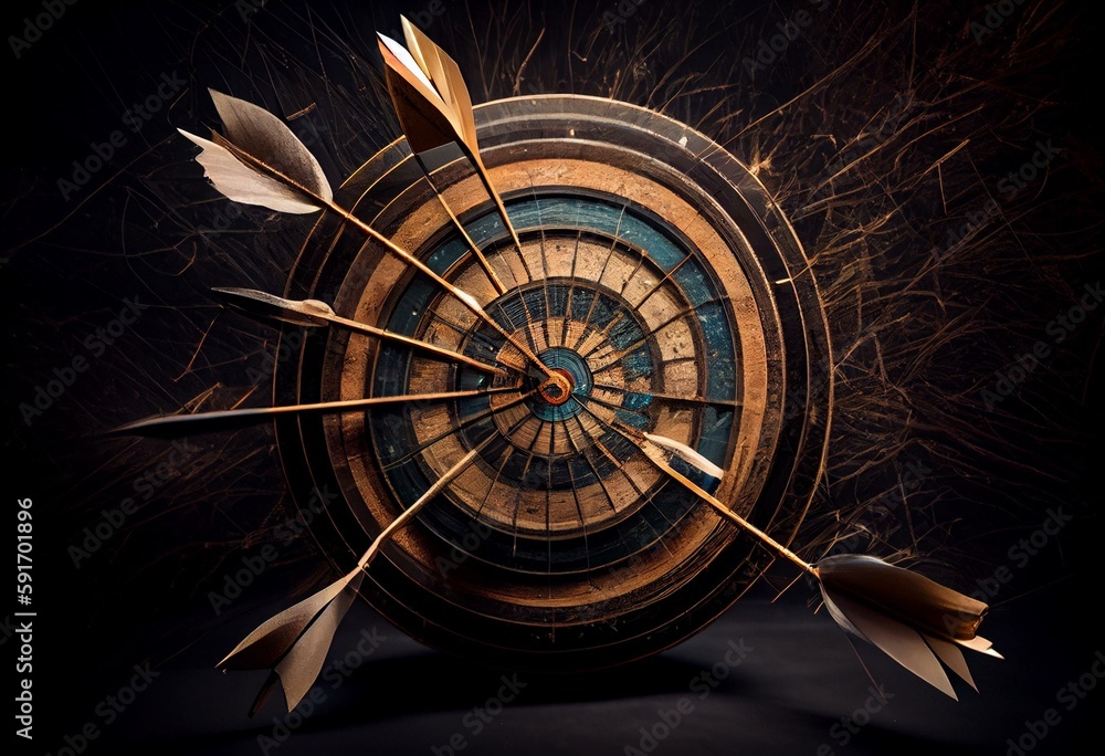 Target with arrows - Target with three bow arrows in the middle of the ...