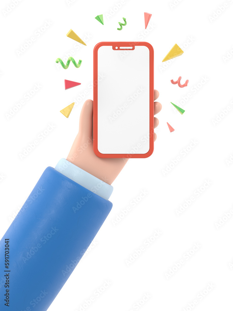 Transparent Backgrounds Mock-up.3d hand touching smartphone. cartoon ...