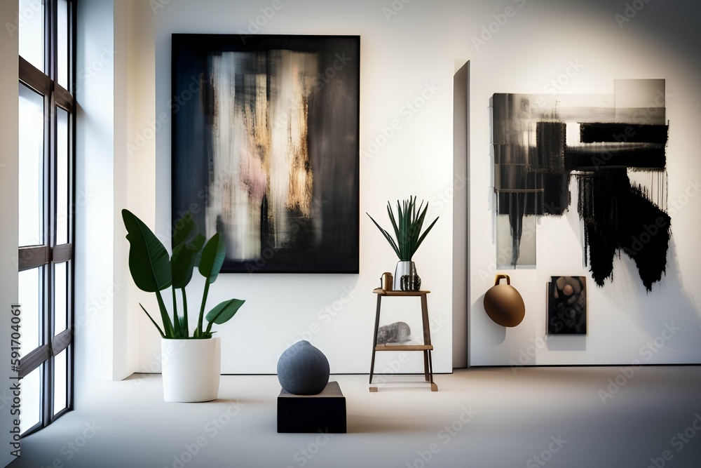 The exhibition showcases a diverse collection of artworks, including ...