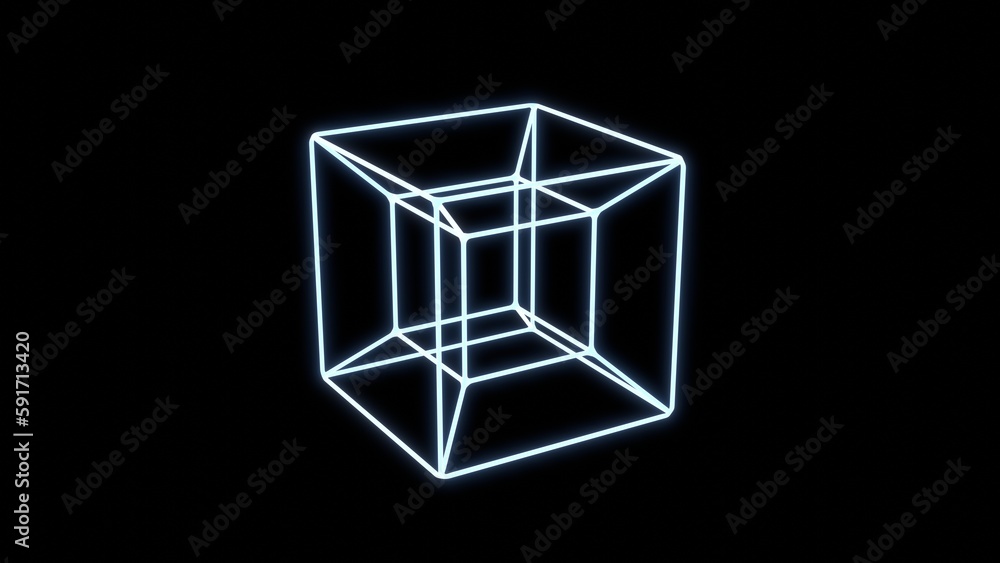 tesseract hypercube fourth dimension 3d representation. can be used to ...