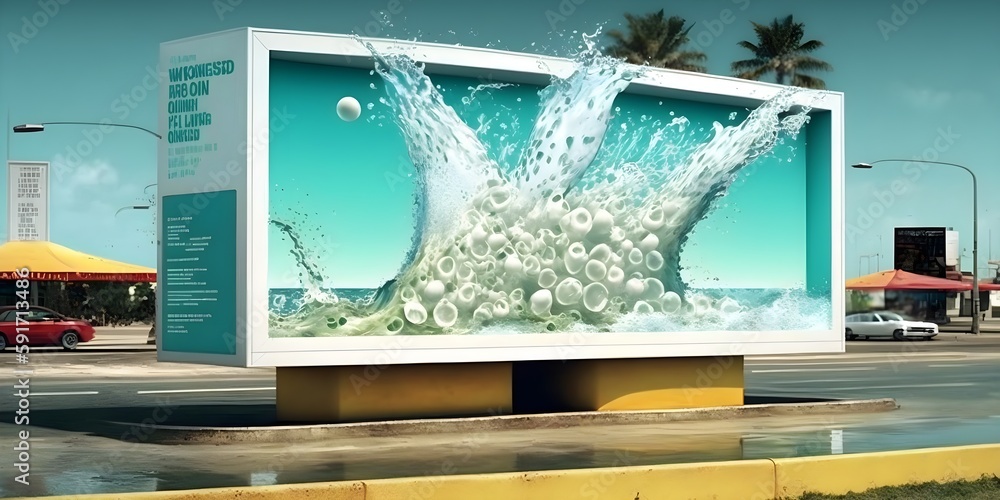 beautiful design of interactive billboard that splashes a little water ...
