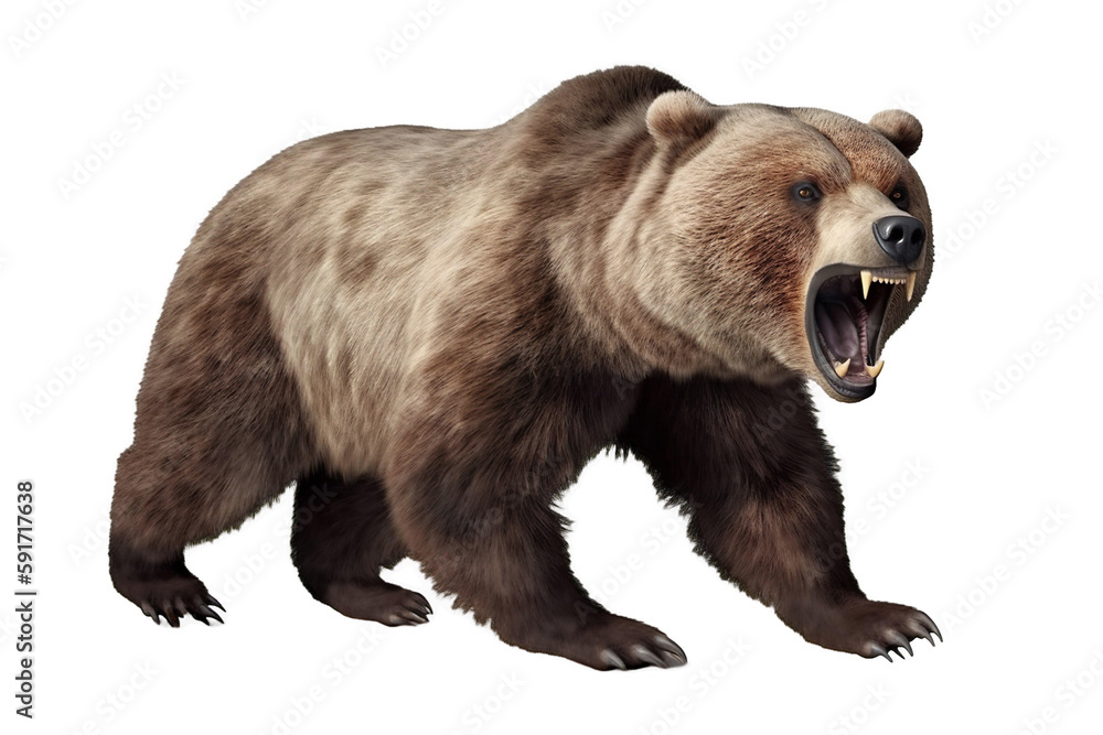angry bear on a transparent background, Generative Ai Stock ...