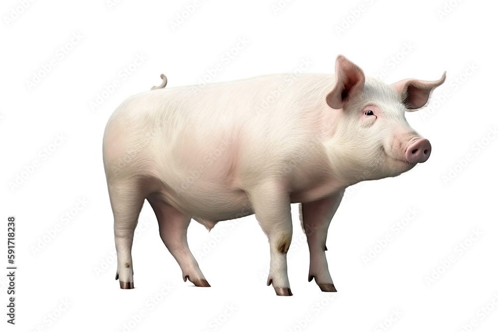 farm pig on a transparent background, Generative Ai Stock Illustration ...
