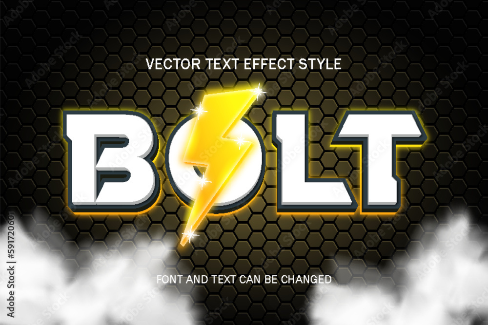 bolt thunder flash lightning typography lettering editable text effect ...