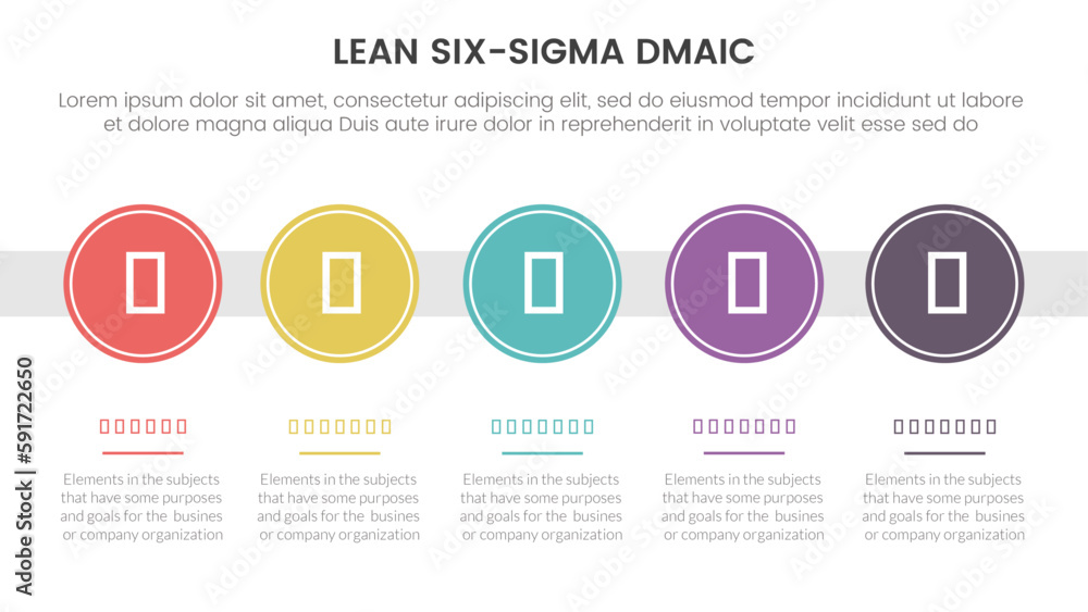 dmaic lss lean six sigma infographic 5 point stage template with big ...
