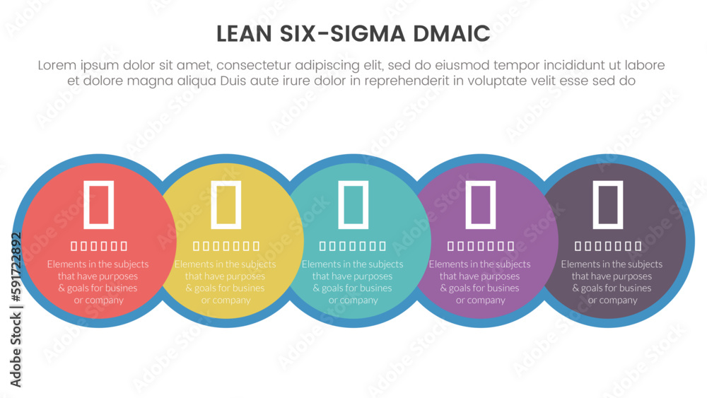 dmaic lss lean six sigma infographic 5 point stage template with big ...