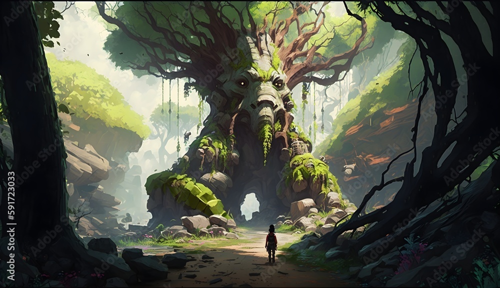 anime semirealistic magical forest 8k different kinds of giant magical ...