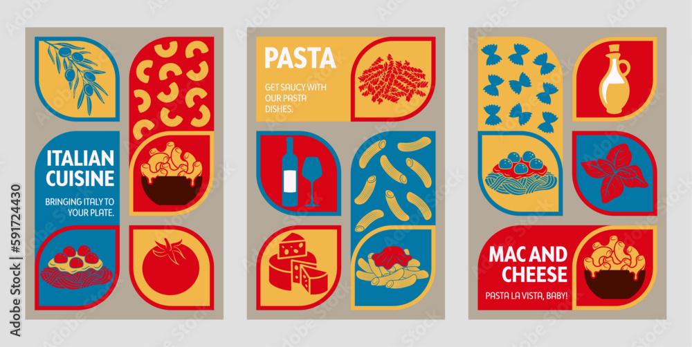 A modern poster template with a geometric pattern in the background and ...