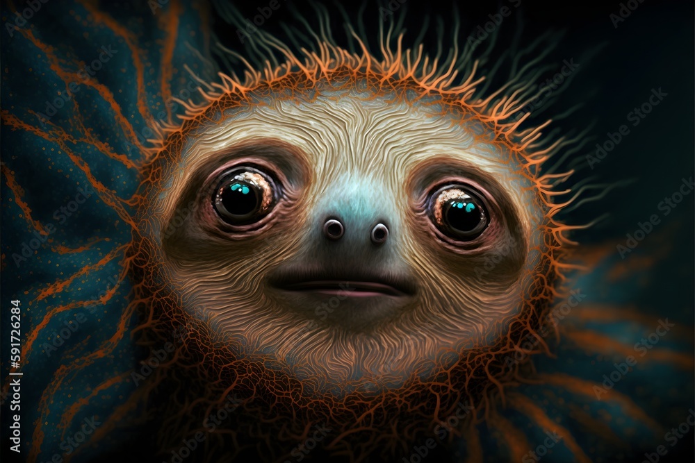 simple abstract visualization of sloth dark humor absurd eccentric ...