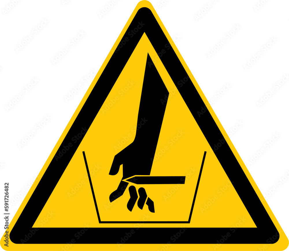 Warning Hazard Caution ISO Signs Icon Symbol Pictogram Cutting Of Blade ...