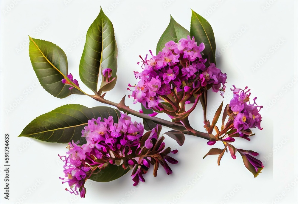Lagerstroemia purple Floral Isolated on white background. Purple ...